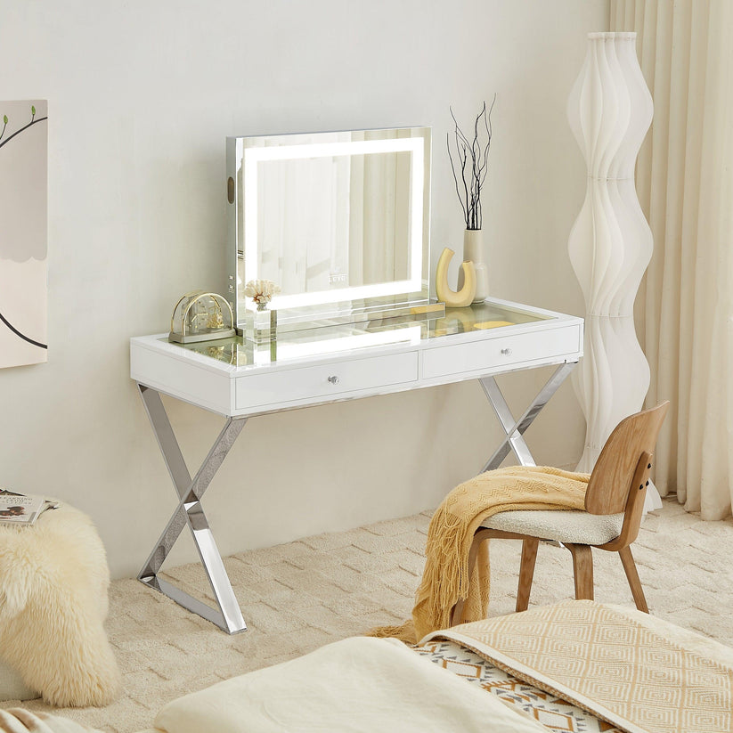 Glass Top Vanity Table | Makeup Desk with Storage | Luvo – Luvo Store